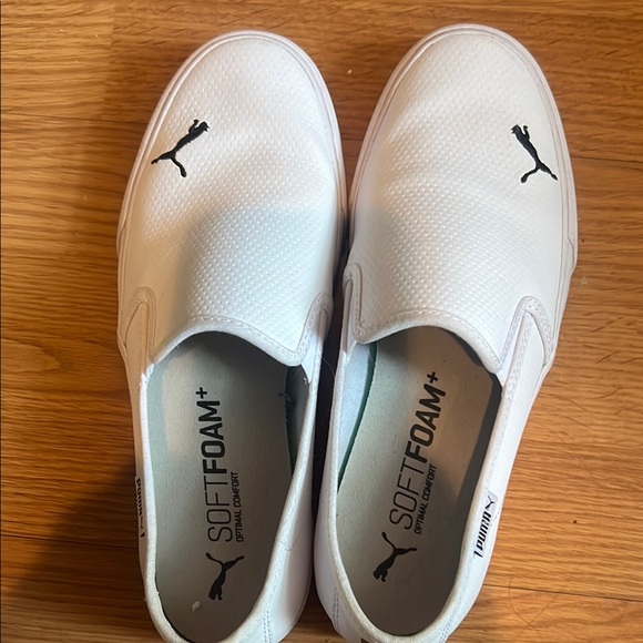 Puma | Shoes | Puma White Minimalist Sneakers Slipon Design | Poshmark